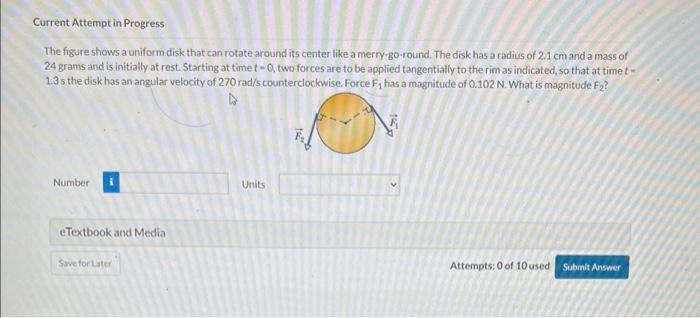 Solved The figure shows a uniform disk that can rotate | Chegg.com