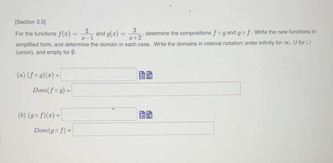 Solved [Section 3.5]For the functions f(x)=2x-1 ﻿and | Chegg.com