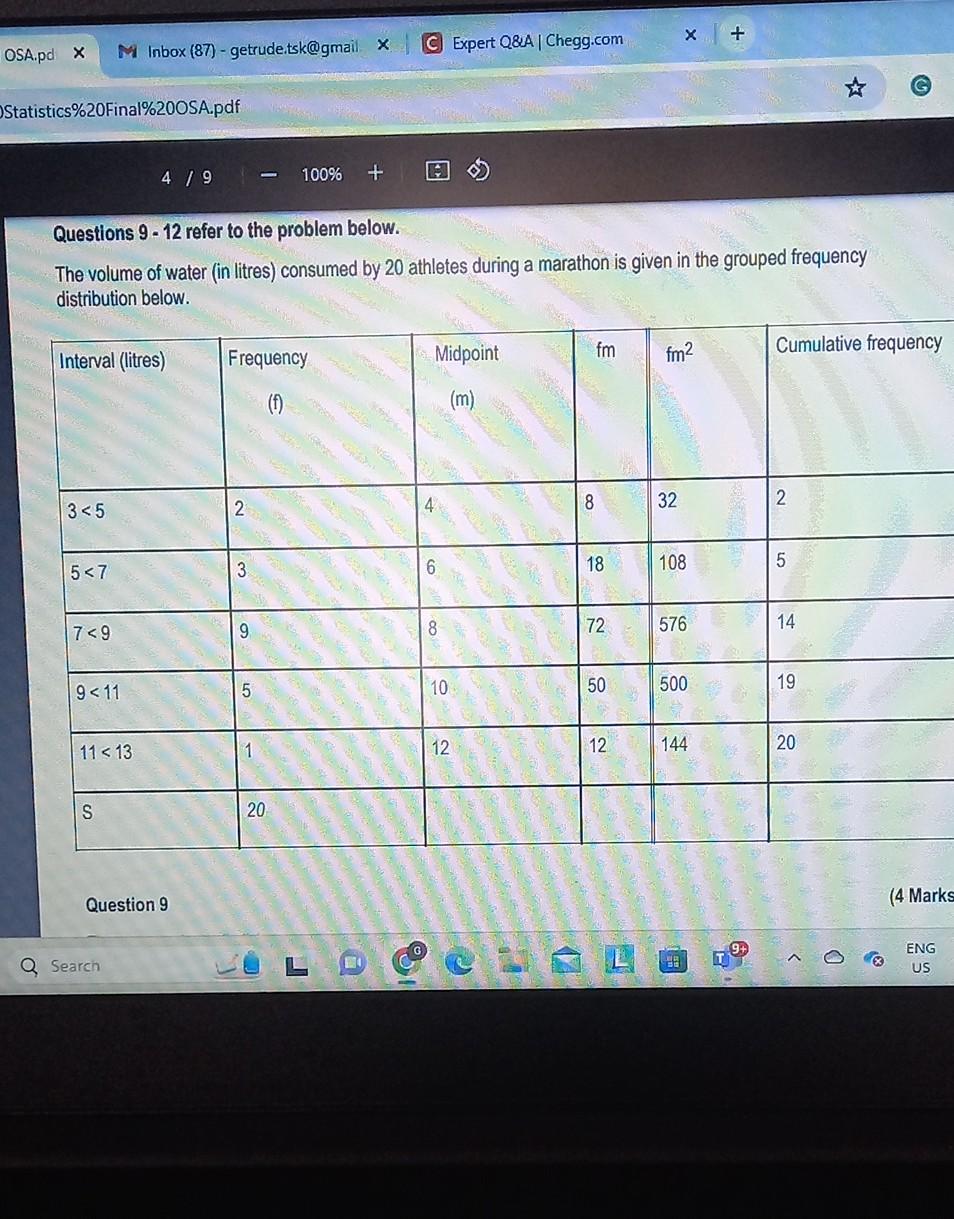 Solved Questions 9-12 refer to the problem below. The volume | Chegg.com