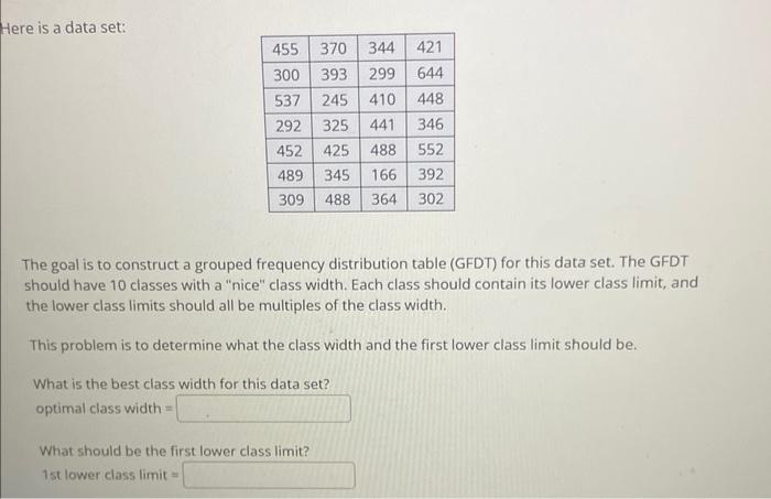 Solved The goal is to construct a grouped frequency | Chegg.com