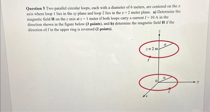 Solved Question 5 Two parallel circular loops, each with a | Chegg.com