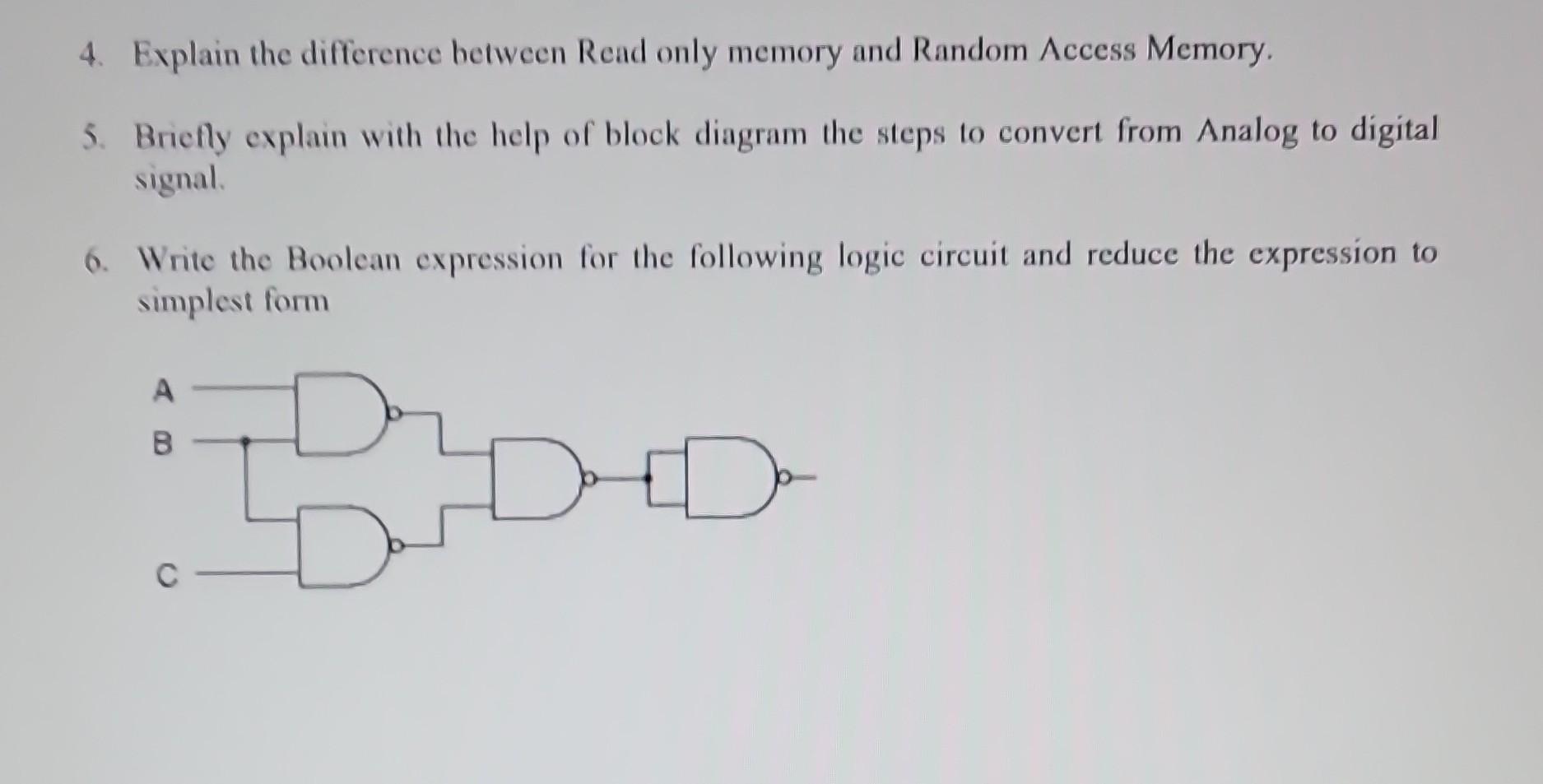 Solved 4. Explain the difference between Read only memory | Chegg.com