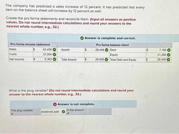 Solved The company has predicted a sales increase of 12 | Chegg.com