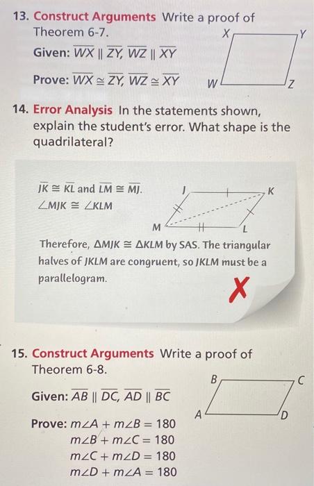 Solved 13. Construct Arguments Write a proof of Theorem 6-7. | Chegg.com