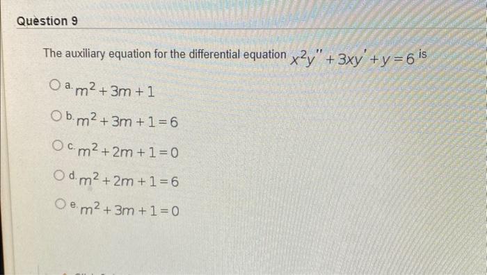 Solved The auxiliary equation for the differential equation | Chegg.com