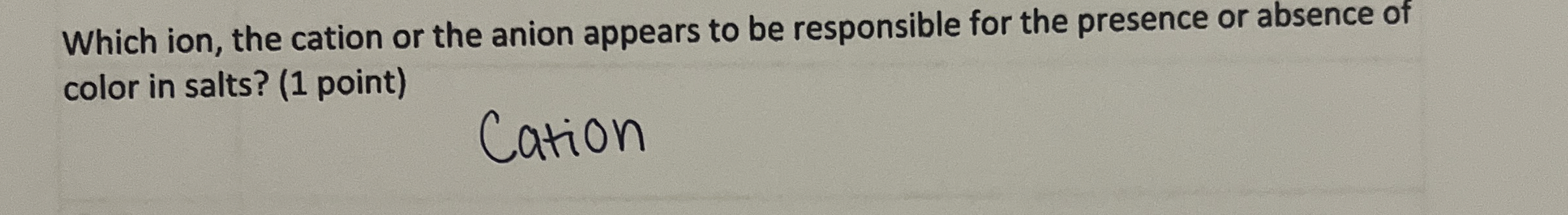 Solved Which ion, the cation or the anion appears to be | Chegg.com