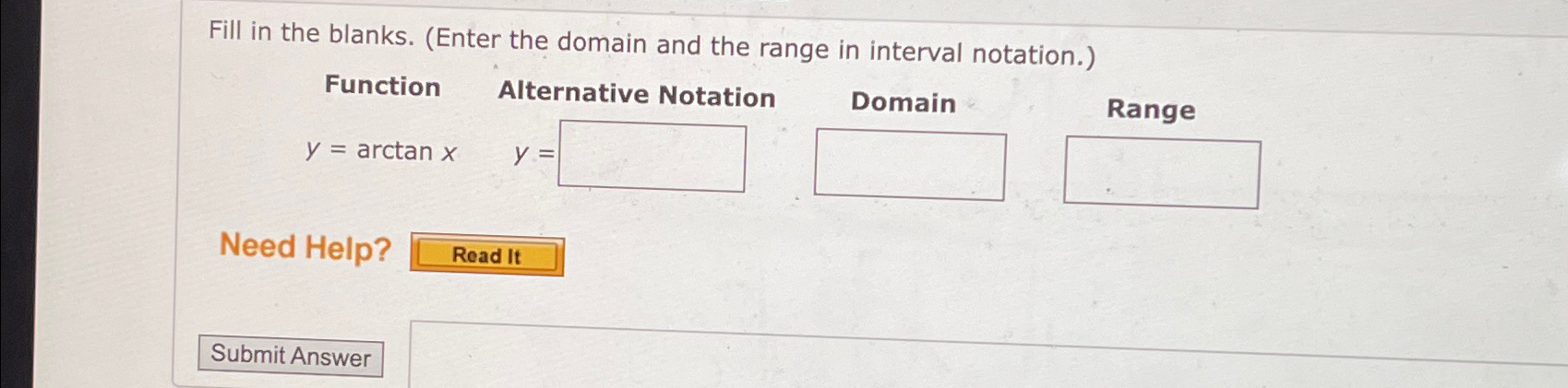 Solved Fill in the blanks. (Enter the domain and the range | Chegg.com