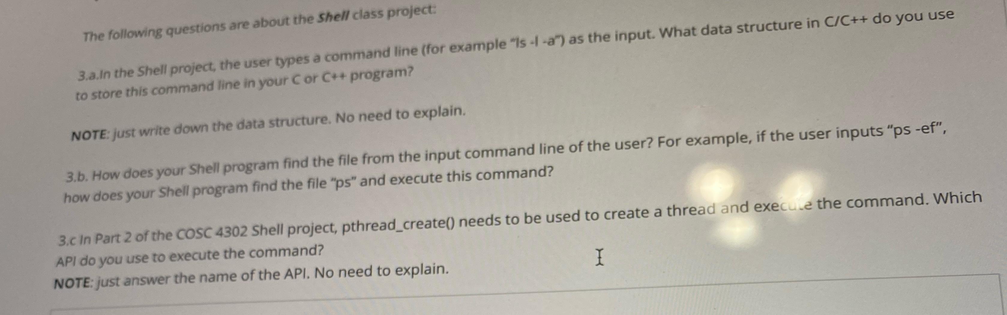 Solved The following questions are about the Shell class | Chegg.com