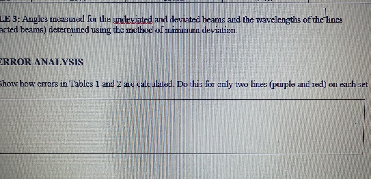 Solved LE 3: Angles measured for the undeviated and deviated | Chegg.com