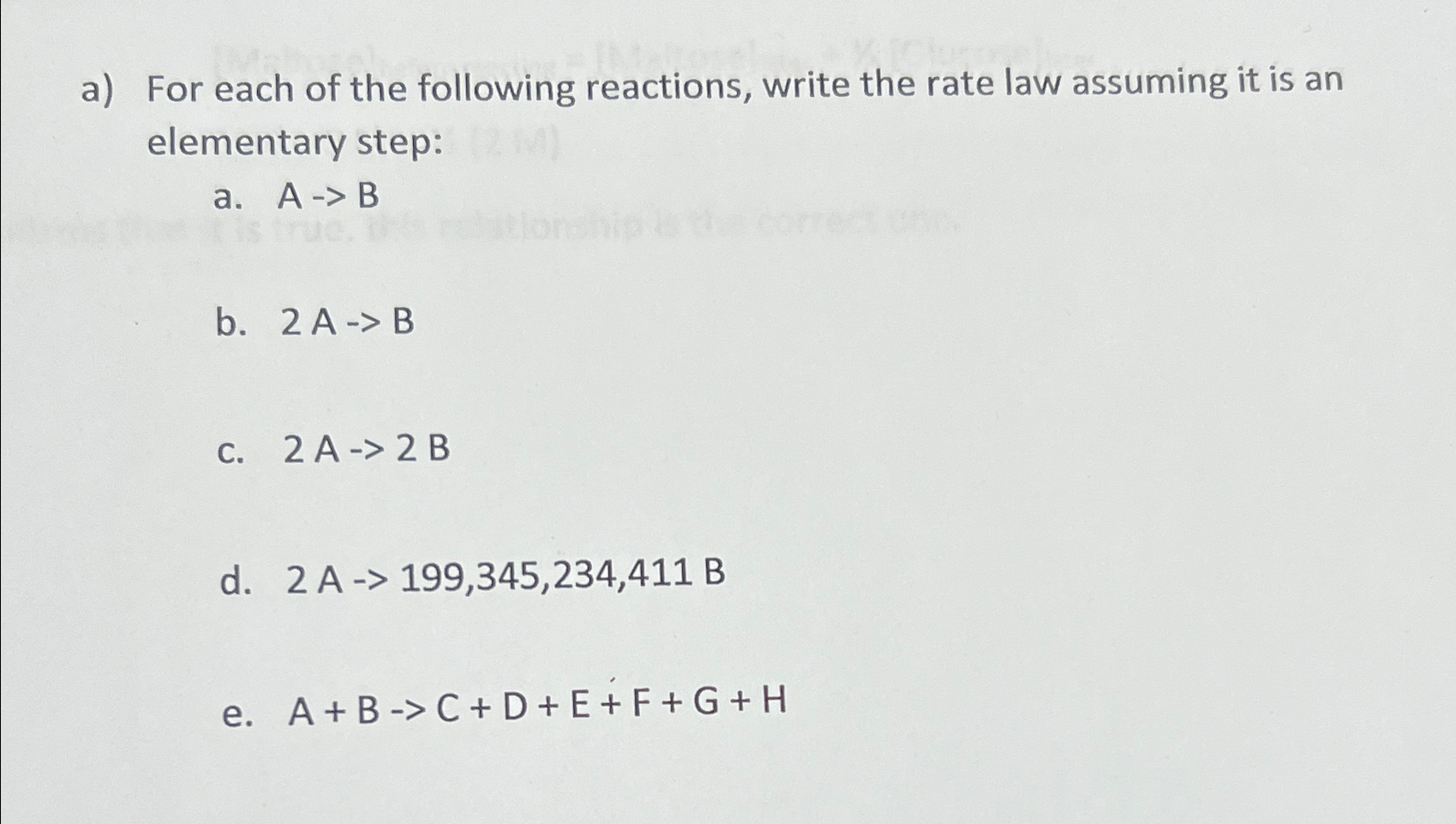 Solved a) ﻿For each of the following reactions, write the | Chegg.com
