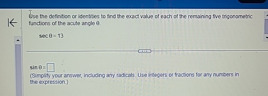 Solved Use the definition or identities to find the exact | Chegg.com