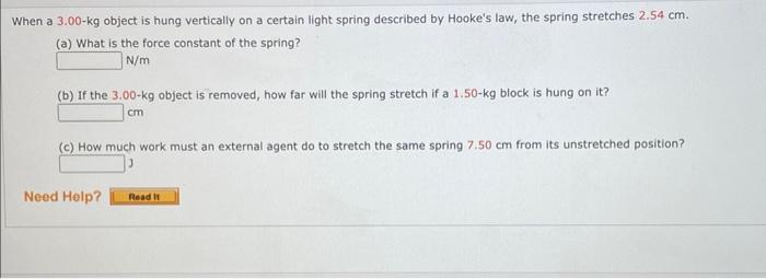 Solved When a 3.00−kg object is hung vertically on a certain | Chegg.com
