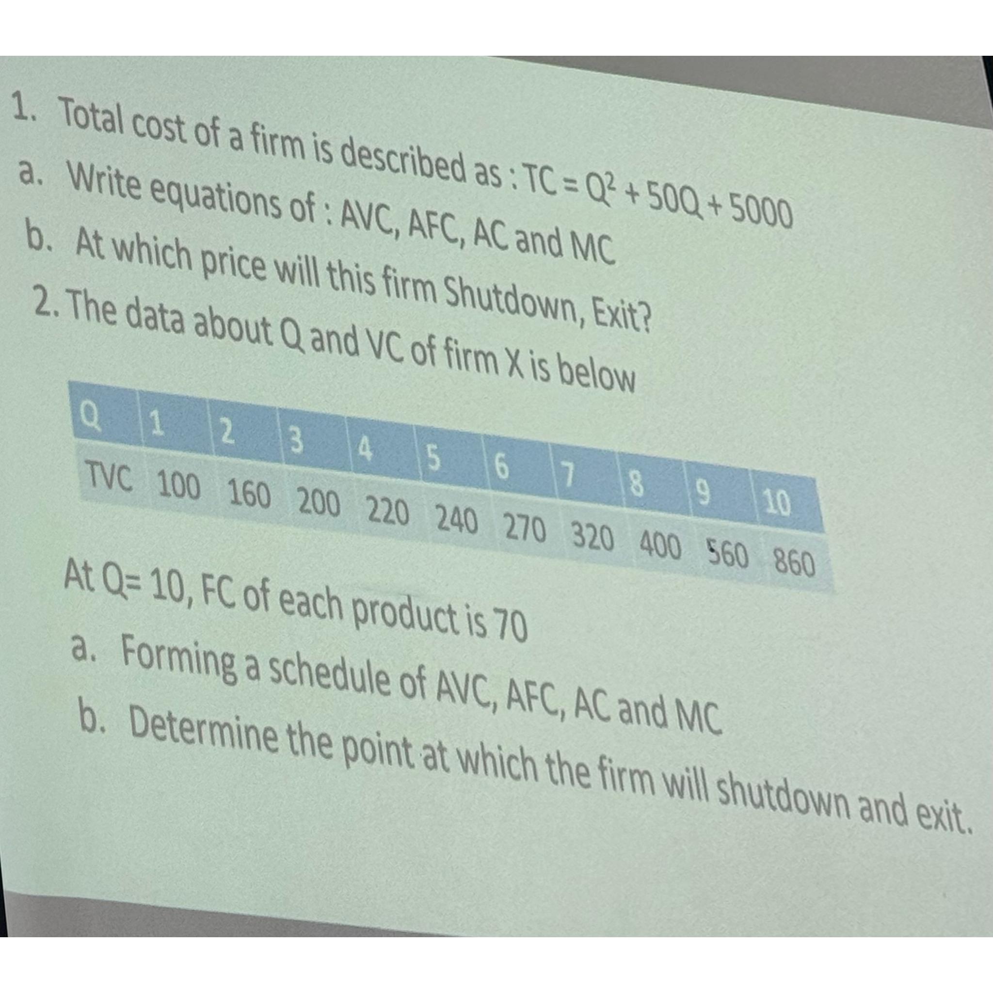 Solved Total cost of a firm is described as: | Chegg.com