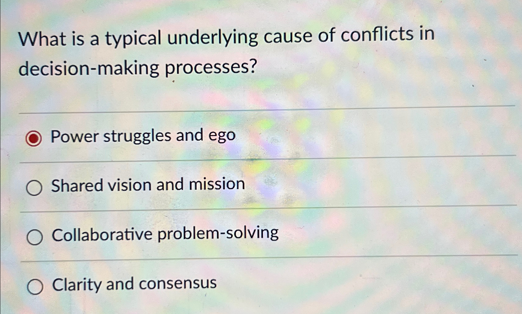 Solved What is a typical underlying cause of conflicts in | Chegg.com