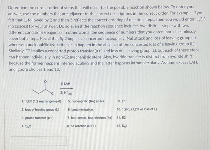 Solved Determine the correct order of steps that will occur | Chegg.com