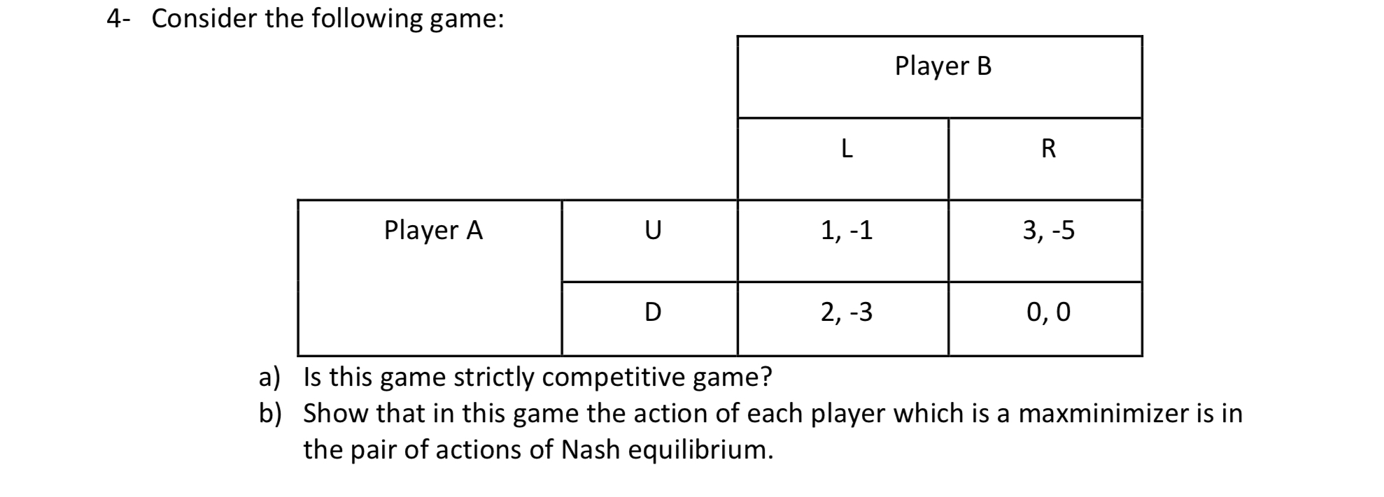 Solved 4- ﻿Consider the following game:\table[[,,Player | Chegg.com