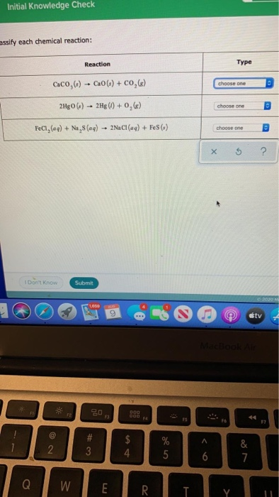 Solved Initial Knowledge Check assify each chemical | Chegg.com