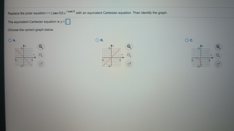 Solved Replace the polar equation r =(csc)3 e cos with an | Chegg.com