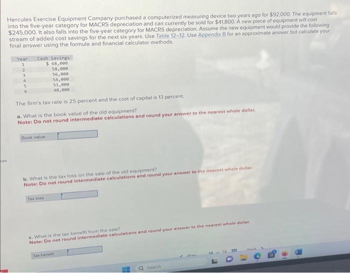 Solved Hercules Exercise Equipment Company purchased a | Chegg.com