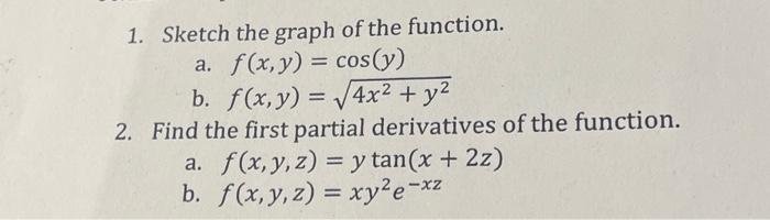 Solved 1. Sketch the graph of the function. a. f(x,y) = | Chegg.com