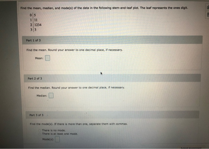 Solved E Find the mean, median, and mode(s) of the data in | Chegg.com