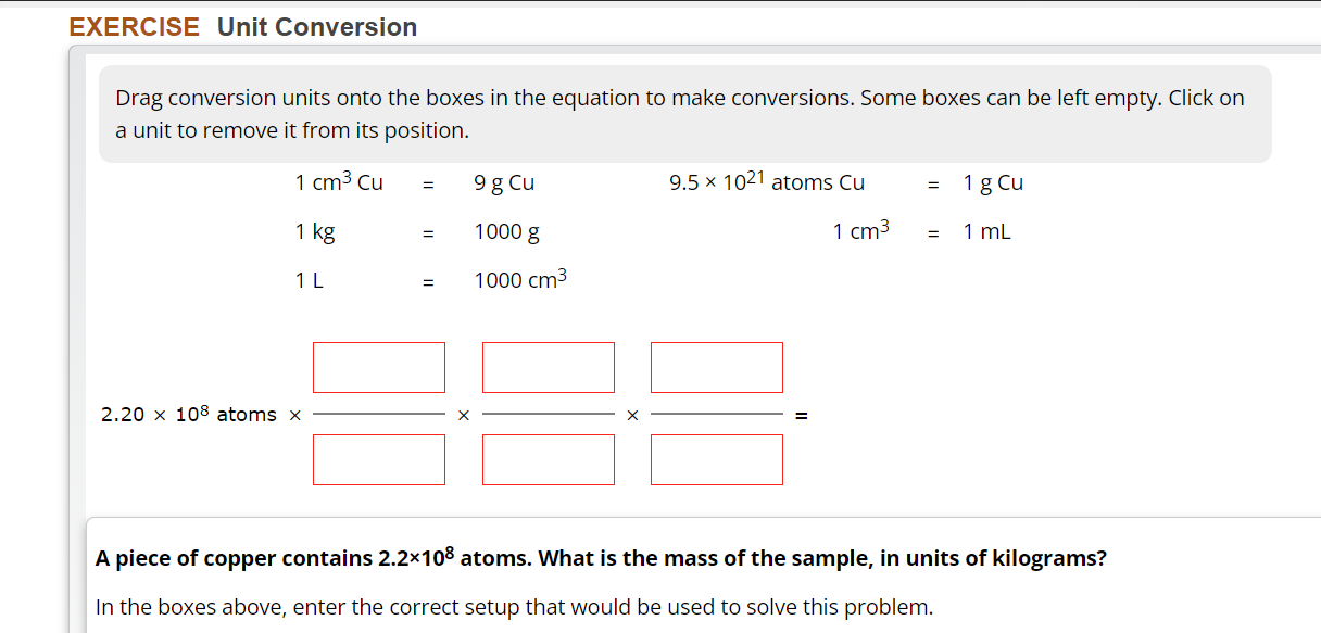 EXERCISE Unit ConversionDrag conversion units onto | Chegg.com