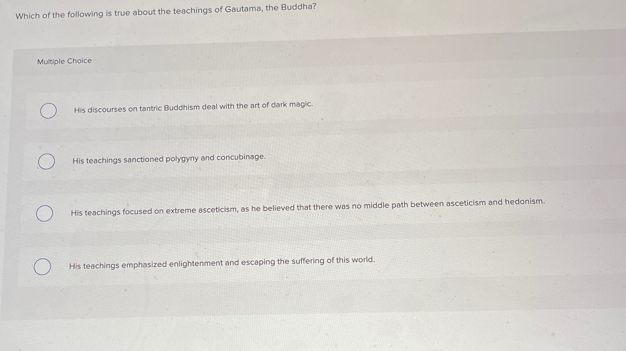 Solved Which of the following is true about the teachings of | Chegg.com