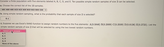 Solved Consider a finite population with five elements | Chegg.com
