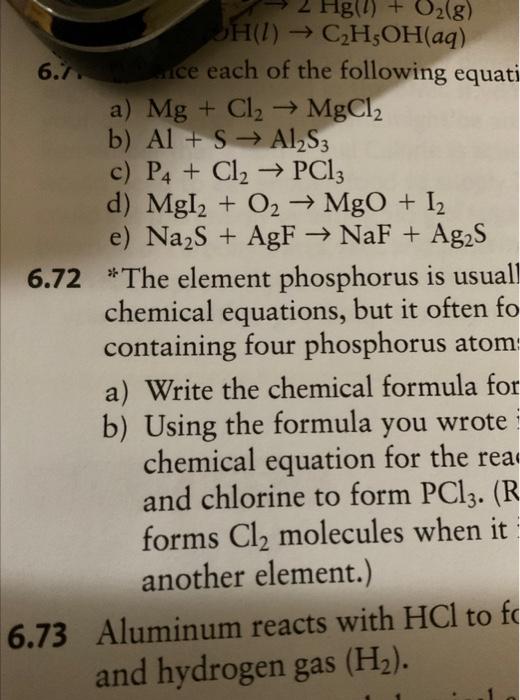 Solved 6.) wice each of the following equati a) Mg+Cl2→MgCl2 | Chegg.com
