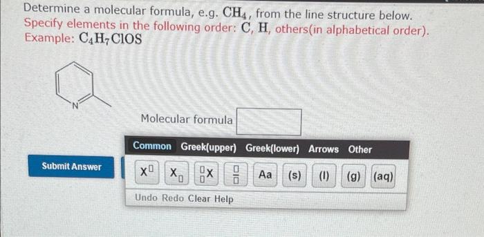 Solved Determine a molecular formula, e.g. CH4, from the | Chegg.com