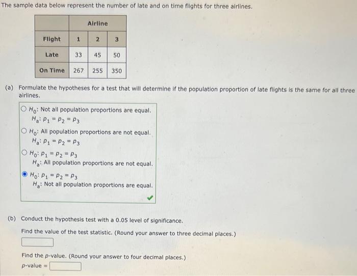 Solved The sample data below represent the number of late | Chegg.com