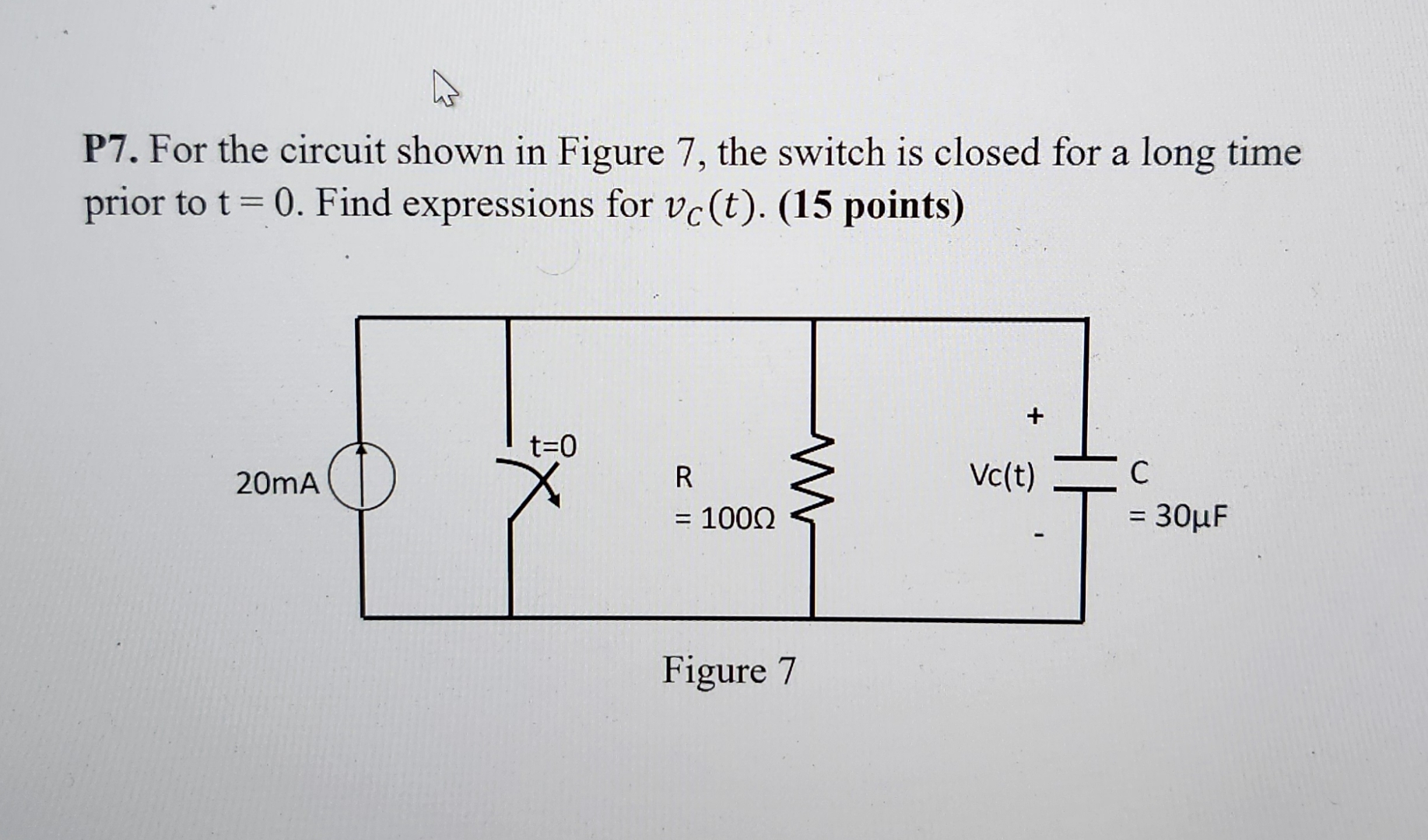 Solved P7. ﻿For the circuit shown in Figure 7, ﻿the switch | Chegg.com