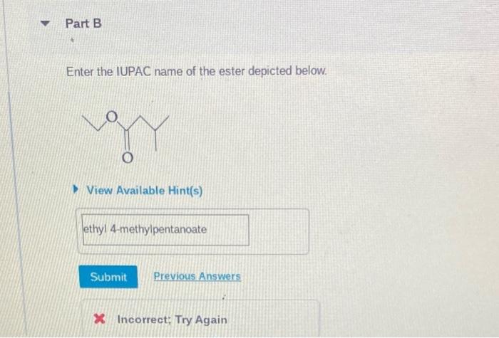 Solved Using IUPAC guidelines, enter the name for the | Chegg.com