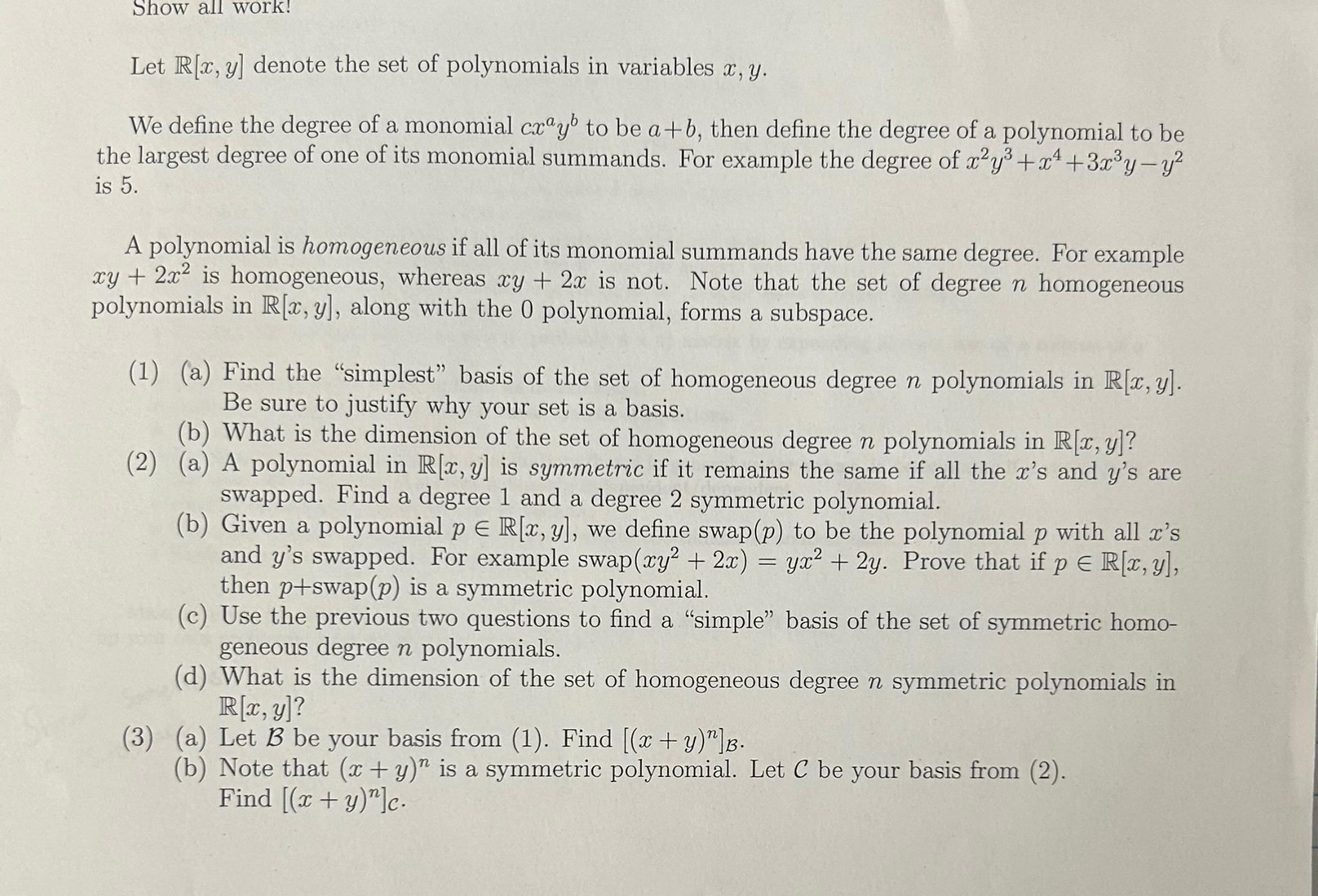 Solved Show all work!Let R[x,y] ﻿denote the set of | Chegg.com