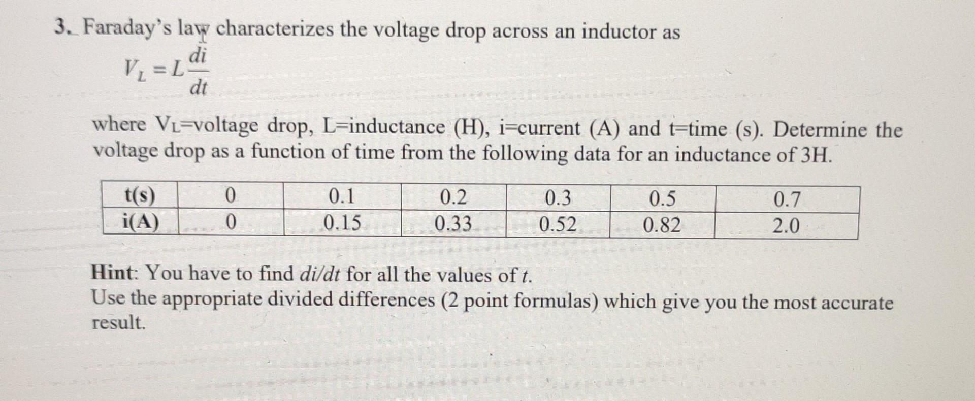 Solved 3. Faraday's law characterizes the voltage drop | Chegg.com
