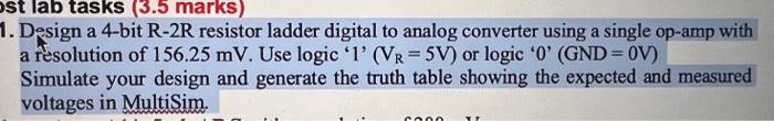 Solved Design a 4-bit R-2R resistor ladder digital to analog | Chegg.com
