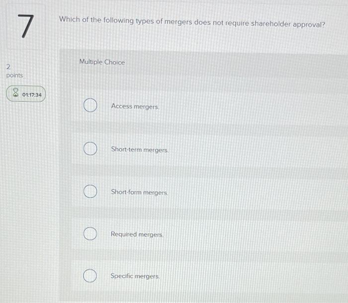 Solved Which of the following types of mergers does not | Chegg.com