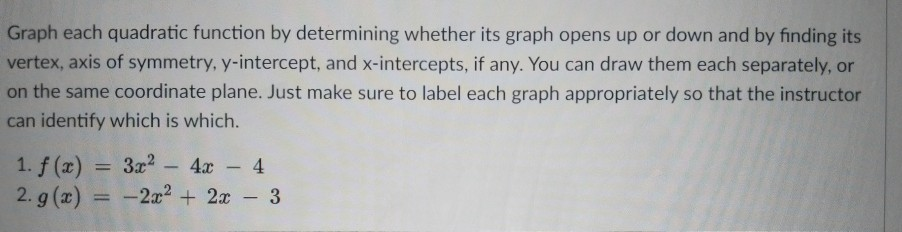 Solved Graph each quadratic function by determining whether | Chegg.com