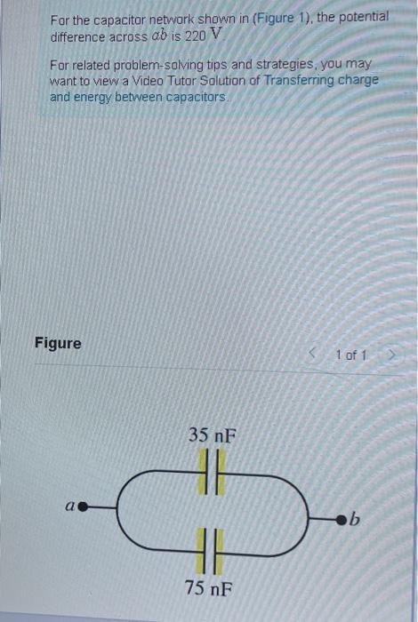 Solved For the capacitor network shown in (Figure 1), the | Chegg.com