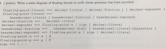 2. (points) Write a state diagram of floating | Chegg.com