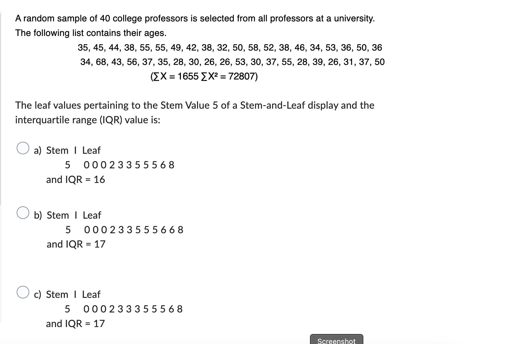 Solved A random sample of 40 ﻿college professors is selected | Chegg.com
