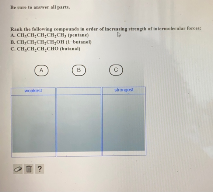 Solved Be sure to answer all parts. Rank the following | Chegg.com