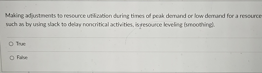 Solved Making adjustments to resource utilization during | Chegg.com