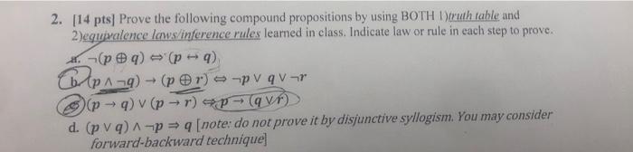 Solved 2. [14 pts) Prove the following compound propositions | Chegg.com