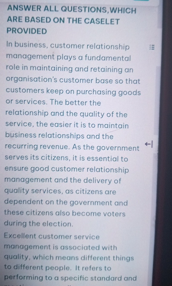 Solved ANSWER ALL QUESTIONS, WHICH ARE BASED ON THE CASELET | Chegg.com