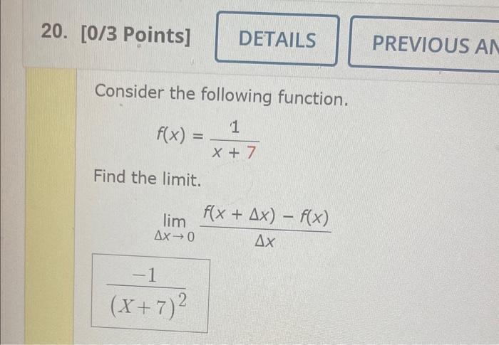 Solved Consider the following function. f(x)=x+71 Find the | Chegg.com