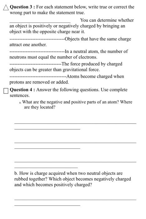 Solved Question 3: For each statement below, write true or | Chegg.com
