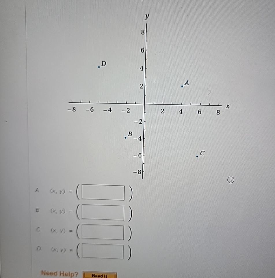 Solved A,(x,y)=(,)(i)B (x,y)=(,)c(x,y)=(,)D,(x,y)=(,)Need | Chegg.com