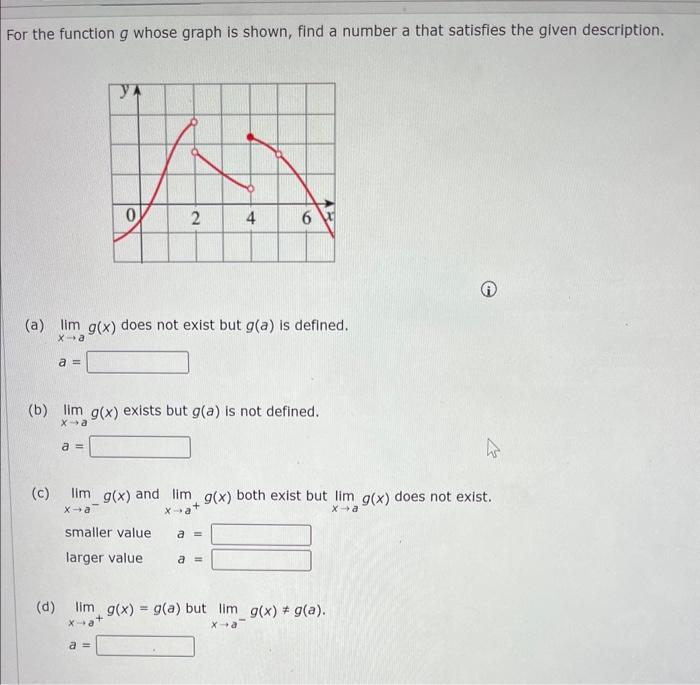 Solved For the function g whose graph is shown, find a | Chegg.com
