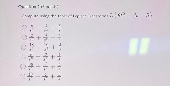 Solved Compute using the table of Laplace Transforms. | Chegg.com